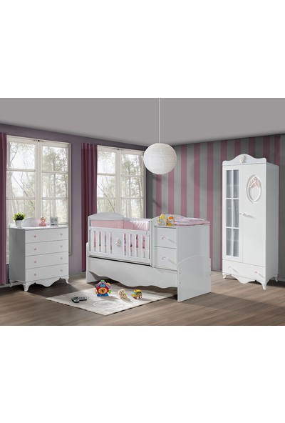 Setay Bebek Odası Flowers Bebek Odası Takım - 2 Kapaklı Dolap Büyüyen Beşik Şifonyer Setay Bebek Odası Flowers Bebek Odası Takım - 2 Kapaklı Dolap Büyüyen Beşik Şifonyer