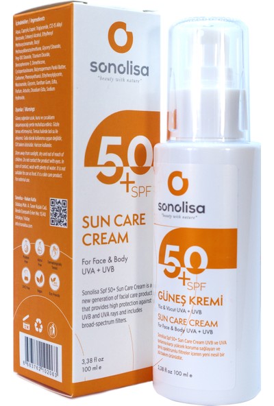 Sonolisa 50+Spf Uvb ve Uva Işınlarına Karşı Yüksek Korumalı Yeni Nesil Güneş Kremi 100 ml