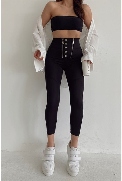 Tubbağceci Boutique Kadın Zip Detay Skinny Tayt Siyah Tubbağceci Boutique Kadın Zip Detay Skinny Tayt Siyah