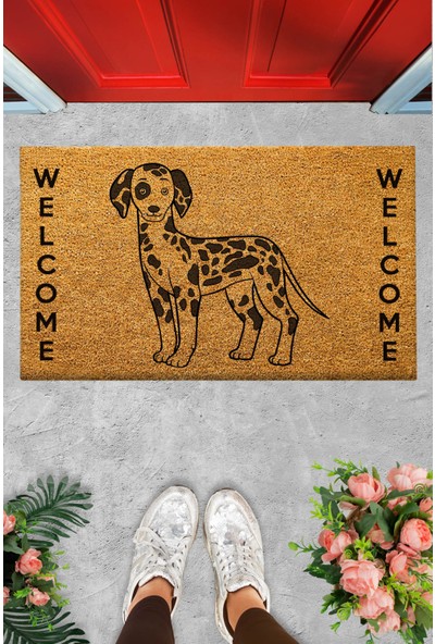 Cekuonline Coco Koko Paspas Pvc Taban Kıl Kapı Önü Paspası 40X60 Dalmaçyalı Köpek