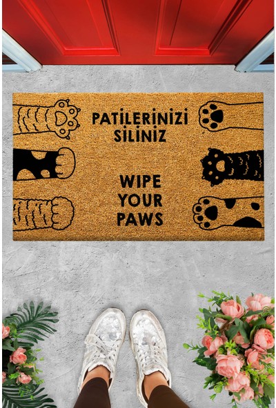 Cekuonline Coco Koko Paspas Pvc Taban Kıl Kapı Önü Paspası 40X60 Patilerinizi Siliniz1