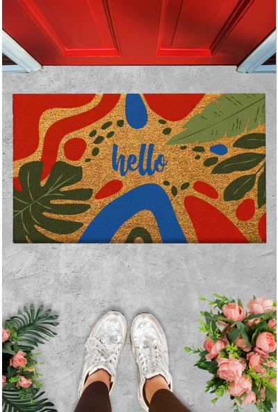 Cekuonline Coco Koko Paspas Pvc Taban Kıl Kapı Önü Paspası 33X55 Hello7