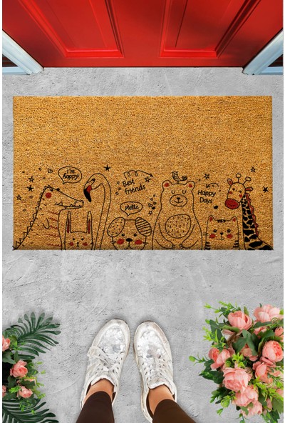 Cekuonline Coco Koko Paspas Pvc Taban Kıl Kapı Önü Paspası 33X55 Happy Hello Cekuonline Coco Koko Paspas Pvc Taban Kıl Kapı Önü Paspası 33X55 Happy Hello