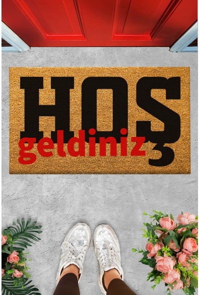 Cekuonline Coco Koko Paspas Pvc Taban Kıl Kapı Önü Paspası 33X55 Hoşgeldiniz