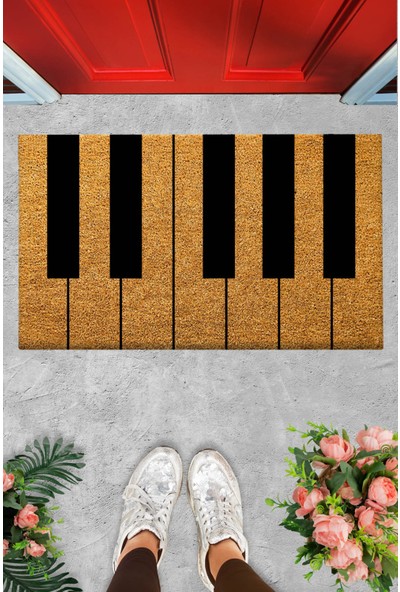 Cekuonline Coco Koko Paspas Pvc Taban Kıl Kapı Önü Paspası 33X55 Piyano