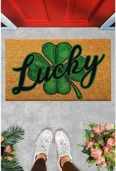 Cekuonline Coco Koko Paspas Pvc Taban Kıl Kapı Önü Paspası 40X60 Lucky