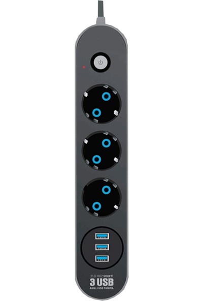 NKŞ Akım Korumalı Grup Priz ve 3'lü USB Şarj Aleti 2500 Watt