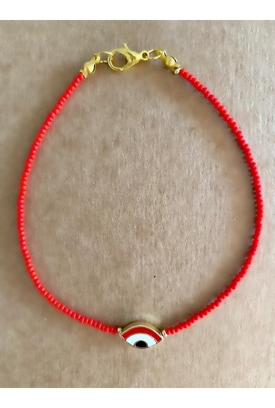 Rengarenk Scrunchies Kırmızı Nazarlıklı Boncuk Halhal,kırmızı Halhal,boncuk Halhal