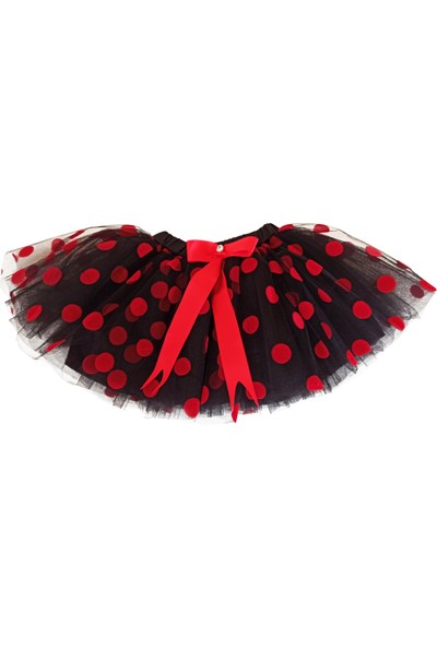Pastelsnz Kırmızı Puantiyeli Kız Çocuk Tütü Etek