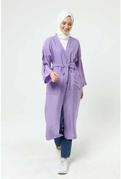 İlmek Kadın Yazlık Kuşaklı Çift Cepli Kimono 5301 İlmek Kadın Yazlık Kuşaklı Çift Cepli Kimono 5301