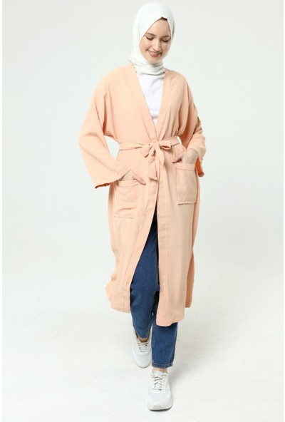 İlmek Kadın Yazlık Kuşaklı Çift Cepli Kimono 5301 İlmek Kadın Yazlık Kuşaklı Çift Cepli Kimono 5301