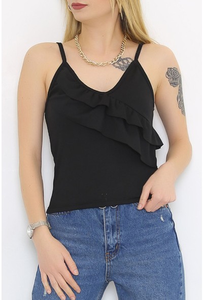 Aygi Askılı Fırfırlı Atlet Siyah