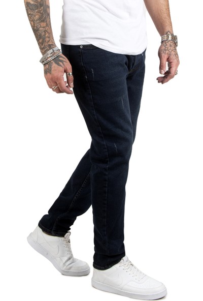 Deepsea Dar Kesim Lazerli Likralı Erkek Kot Pantolon 2002139 Deepsea Dar Kesim Lazerli Likralı Erkek Kot Pantolon 2002139