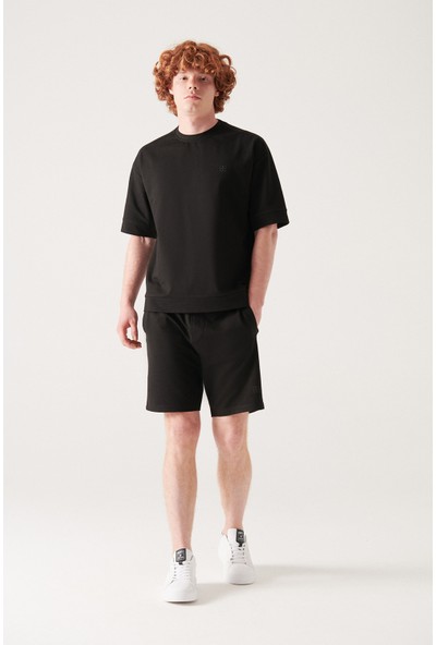 AVVA Örme Düz Şort_siyah