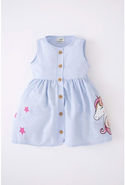 DeFacto Kız Bebek Regular Fit Unicorn Baskılı Bisiklet Yaka Kolsuz Elbise Y6918A222SM DeFacto Kız Bebek Regular Fit Unicorn Baskılı Bisiklet Yaka Kolsuz Elbise Y6918A222SM