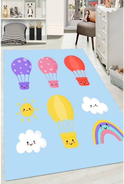 Benalya Dijital Baskı Yıkanabilir Kaymaz Dot Taban Halı XMBA16