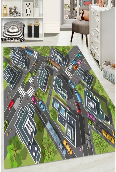 Benalya Dijital Baskı Yıkanabilir Kaymaz Dot Taban Halı XMBA18