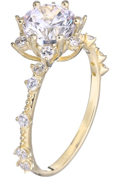 Altın Nesil Modern Tasarım Kolu Taşlı Tektaş Yüzük