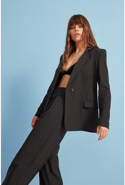 Vatkalı Maskülen Blazer Ceket Antrasit Vatkalı Maskülen Blazer Ceket Antrasit