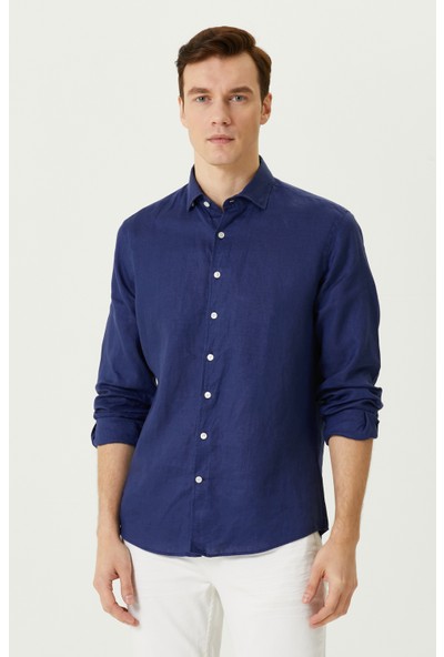 Network Comfort Fit Indigo Keten Gömlek