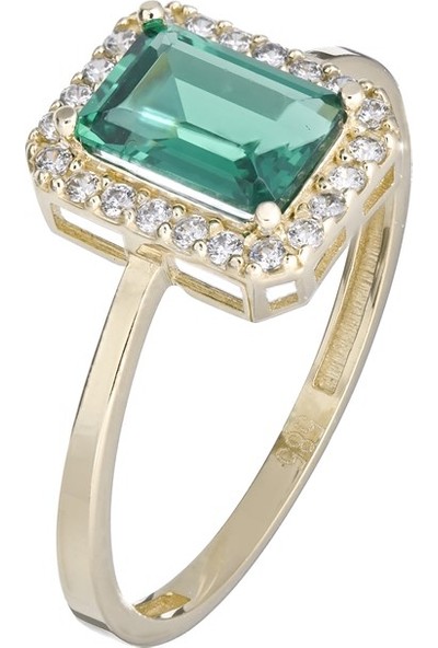 Altın Nesil Yeşil Taşlı Modern Baget Yüzük Altın Nesil Yeşil Taşlı Modern Baget Yüzük