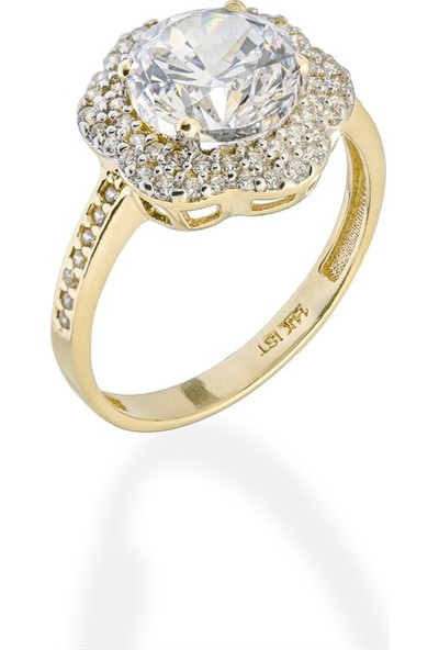 Altın Nesil Çiçek Model Taşlı Tektaş Altın Yüzük Altın Nesil Çiçek Model Taşlı Tektaş Altın Yüzük