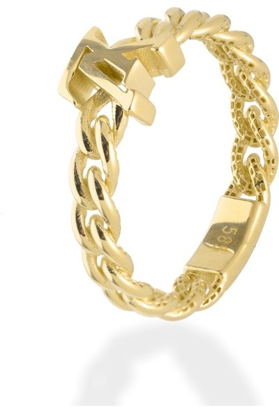 Altın Nesil Kolu Desenli Lv Model Altın Yüzük