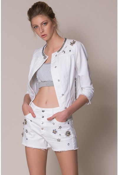 GIZIA Taş Işlemeli Kot Şort