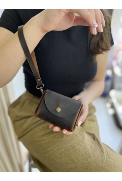 Gerçek Deri Kol Askılı Akordiyon Kadın Cüzdanı