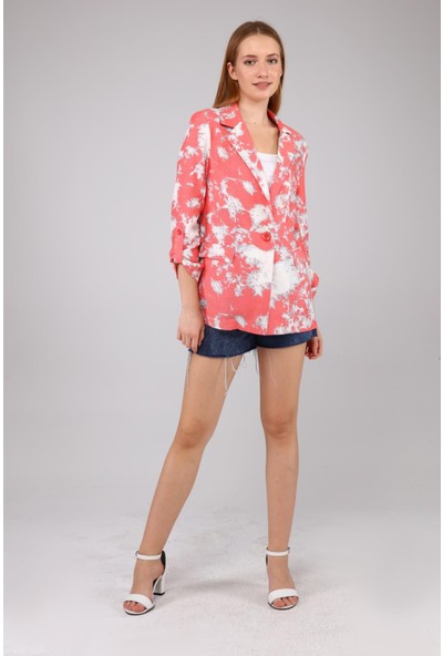 Remila Keten Kumaştan Astarsız Yazlık Ceket Mercan-36 Remila Keten Kumaştan Astarsız Yazlık Ceket Mercan-36