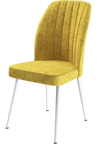 Sedaş Mobilya Sarı Mutfak Sandalyesi Beyaz Ayak