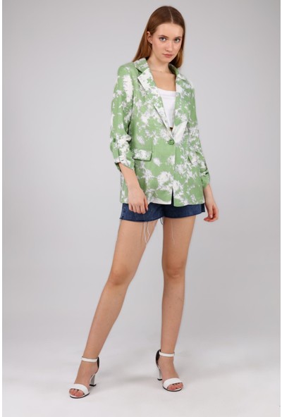 Remila Keten Kumaştan Astarsız Yazlık Ceket Yeşil-40 Remila Keten Kumaştan Astarsız Yazlık Ceket Yeşil-40