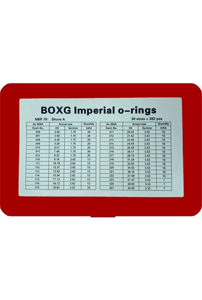 Oring Seti 70 Shore Inch Box G