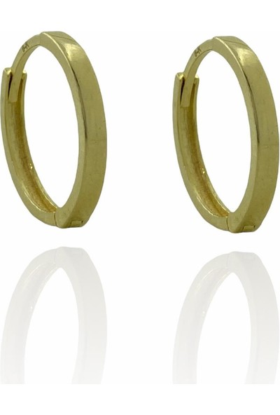 MaGümüş 8 Ayar Altın Düz Taşsız Kolay Kullanım Günlük Küpe MaGümüş 8 Ayar Altın Düz Taşsız Kolay Kullanım Günlük Küpe