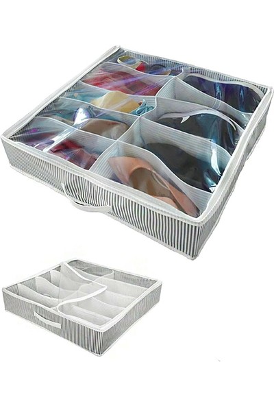 Benturks Ayakkabı Saklama Hurcu Siyah Beyaz 12 Bölmeli Benturks Ayakkabı Saklama Hurcu Siyah Beyaz 12 Bölmeli