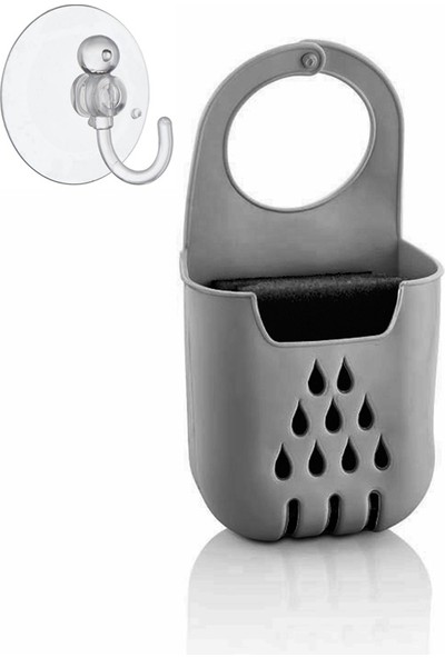 Homecare Vaghi Askılı Lavabo Sünger Diş Fırçası Lif Organizeri Gri 716628
