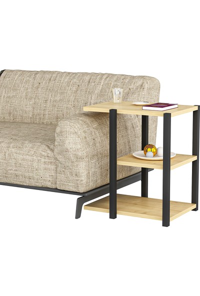 Demir Ayaklı Üç Raflı Breda Yan Sehpa Safirmeşe-Safirmeşe