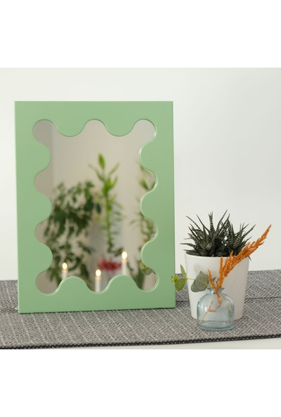 Farbelab Mm1 Dalgalı Kenarlı Mint Yeşili Renkli Ahşap Dekoratif Ayna 32X42CM Farbelab Mm1 Dalgalı Kenarlı Mint Yeşili Renkli Ahşap Dekoratif Ayna 32X42CM