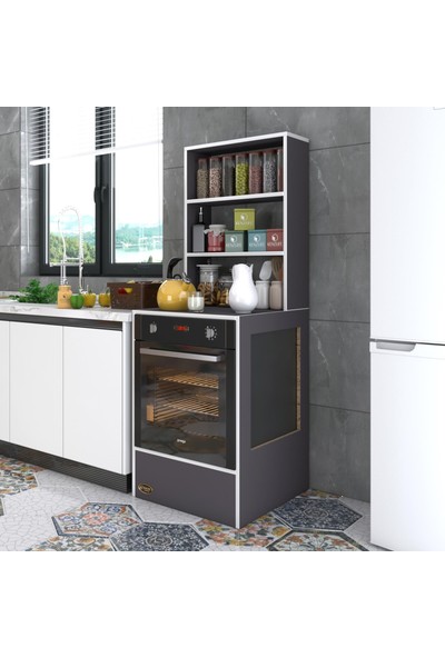 Kenzlife Ankastre Fırın Dolabı Nevgece Gri 165*60*56 Mutfak Eko Düz