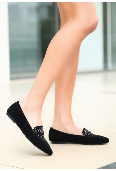 Night Hawk Mean Siyah Süet Boncuk Işlemeli Babet Night Hawk Mean Siyah Süet Boncuk Işlemeli Babet