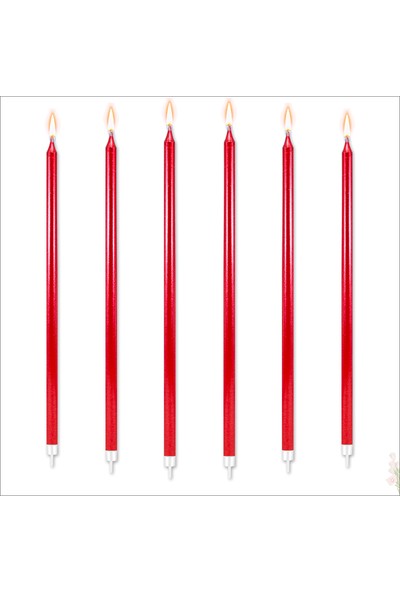 Krom Mum, 20 cm x 6 Adet - Kırmızı