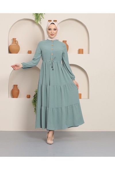 Manolya Butik Büzgülü Düğmeli Tesettür Ayrobin Elbise Manolya Butik Büzgülü Düğmeli Tesettür Ayrobin Elbise
