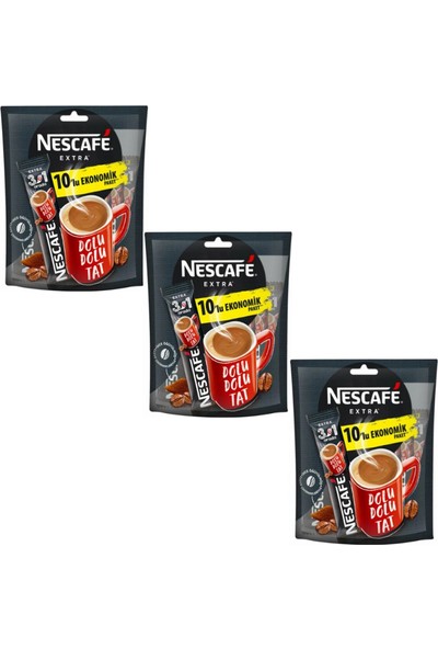 Nescafe Ekstra 3ü 1 Arada 16,5 gr x 10'lu Paket 3 Adet Nescafe Ekstra 3ü 1 Arada 16,5 gr x 10'lu Paket 3 Adet