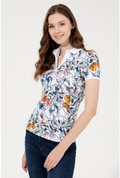 U.S. Polo Assn. Kadın Beyaz T-Shirt 50252288-VR013