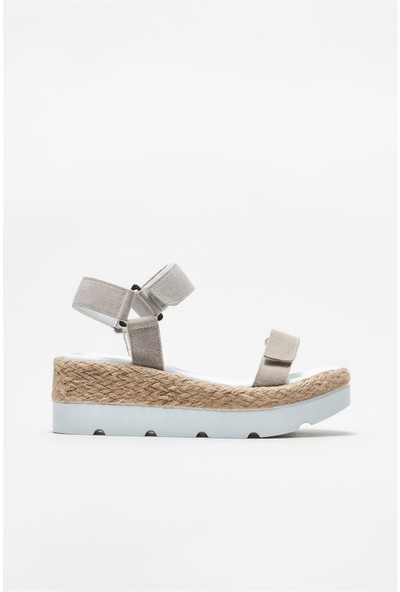 Elle Shoes Bej Deri Kadın Espadril