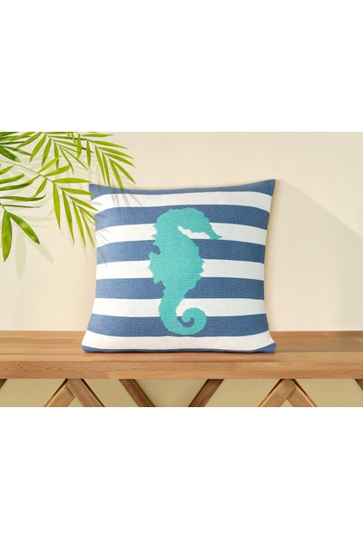 Madame Coco Elie Kırlent Kılıfı - Bej/mavi - 45X45 cm