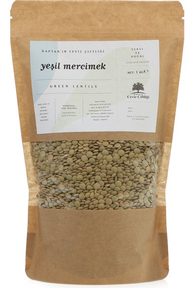 Kaptan'ın Ceviz Çiftliği Yerli Tohum Yeşil Mercimek 1000 gr Kaptan'ın Ceviz Çiftliği Yerli Tohum Yeşil Mercimek 1000 gr