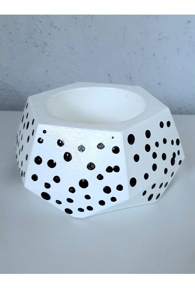 Tzcn Silindir Beton Saksı Siyah Noktalı