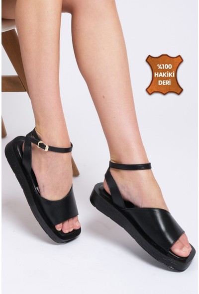 Mio Gusto Kalın Taban Siyah Renk Kadın Sandalet