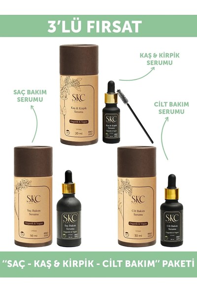 Skccare - Saç-Kaş-Cilt Bakım Serum Seti- 100ML Skccare - Saç-Kaş-Cilt Bakım Serum Seti- 100ML